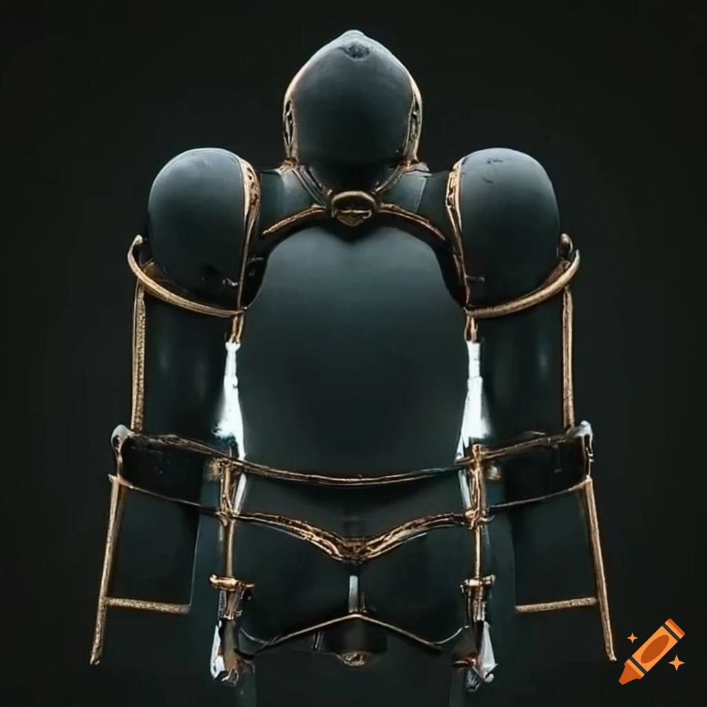 Mechanical medieval magic exoskeleton suit with vertical symmetry on ...
