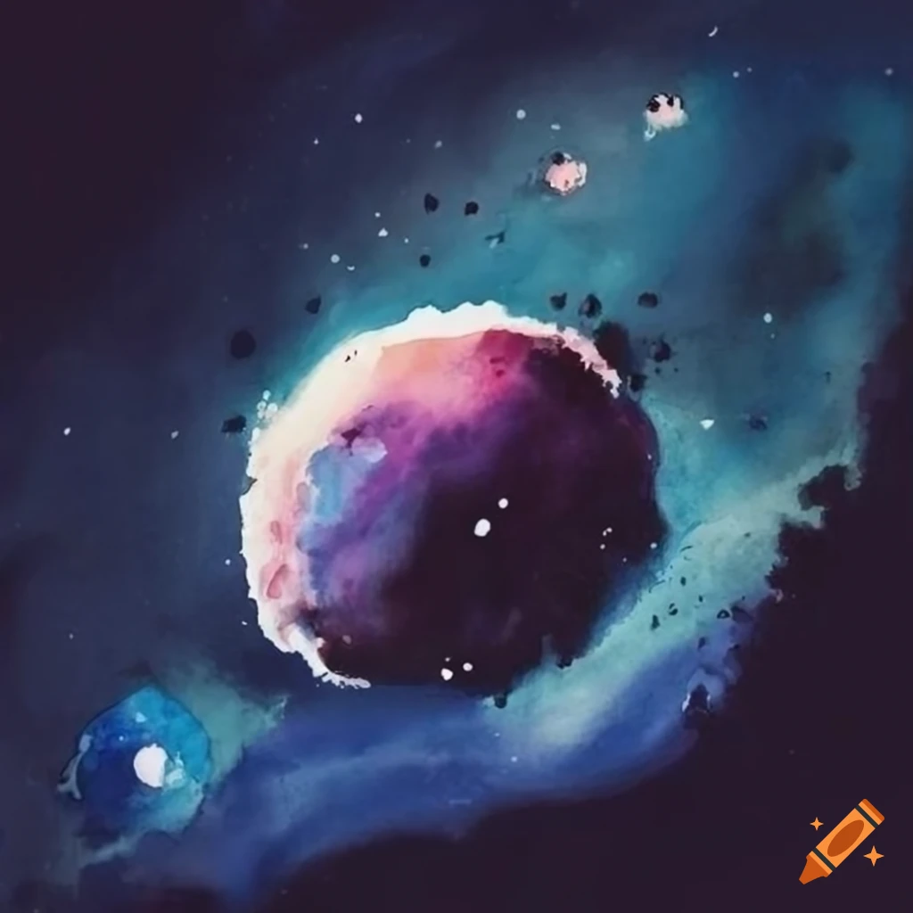Space theme in watercolor on Craiyon