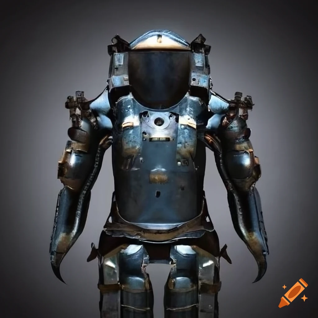 Medieval-inspired magic exoskeleton suit with vertical symmetry on Craiyon