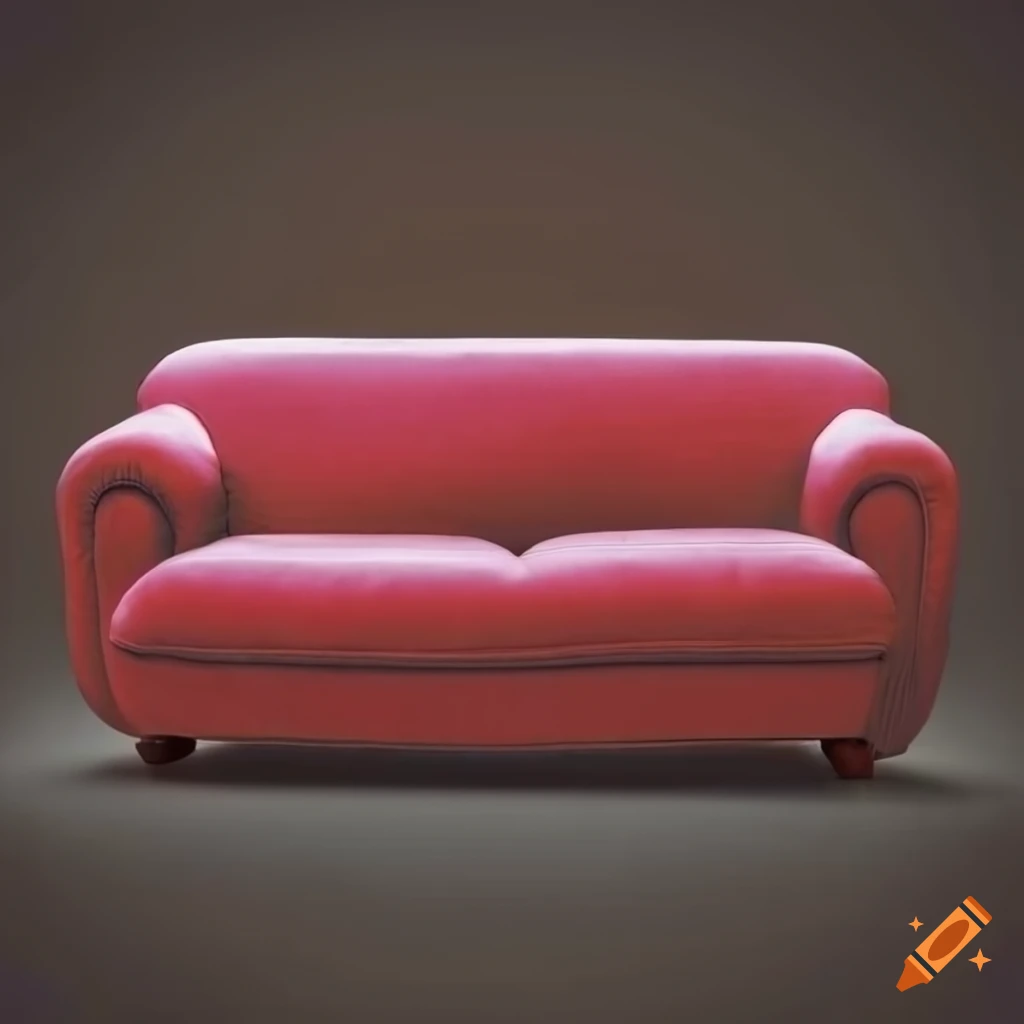 Retro old red sofa on Craiyon