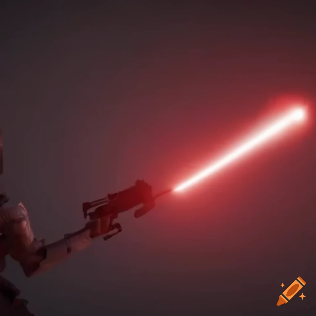 Red-white laser spark beam explosion in a foggy forest on Craiyon