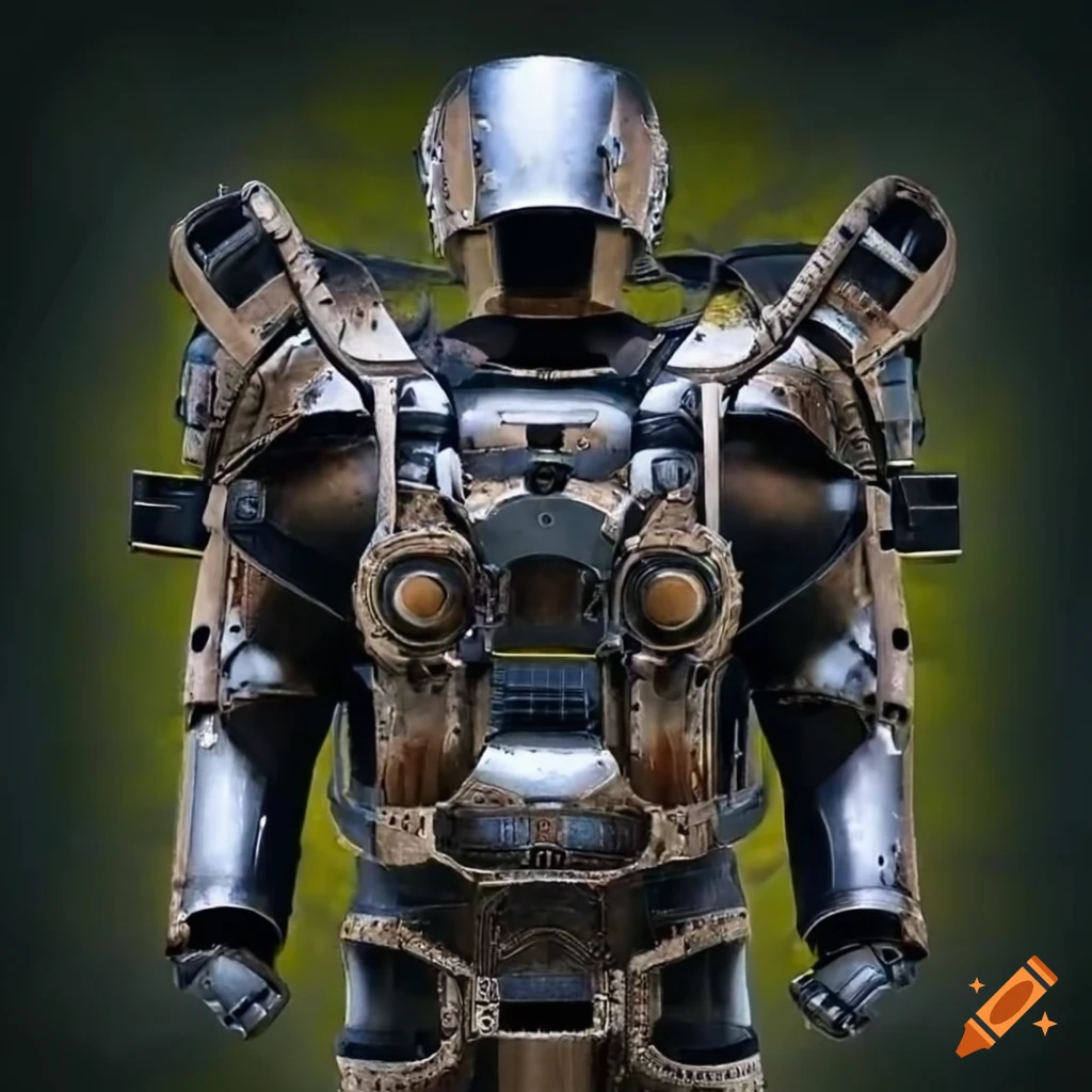 Medieval magic exoskeleton suit with front view and vertical symmetry ...