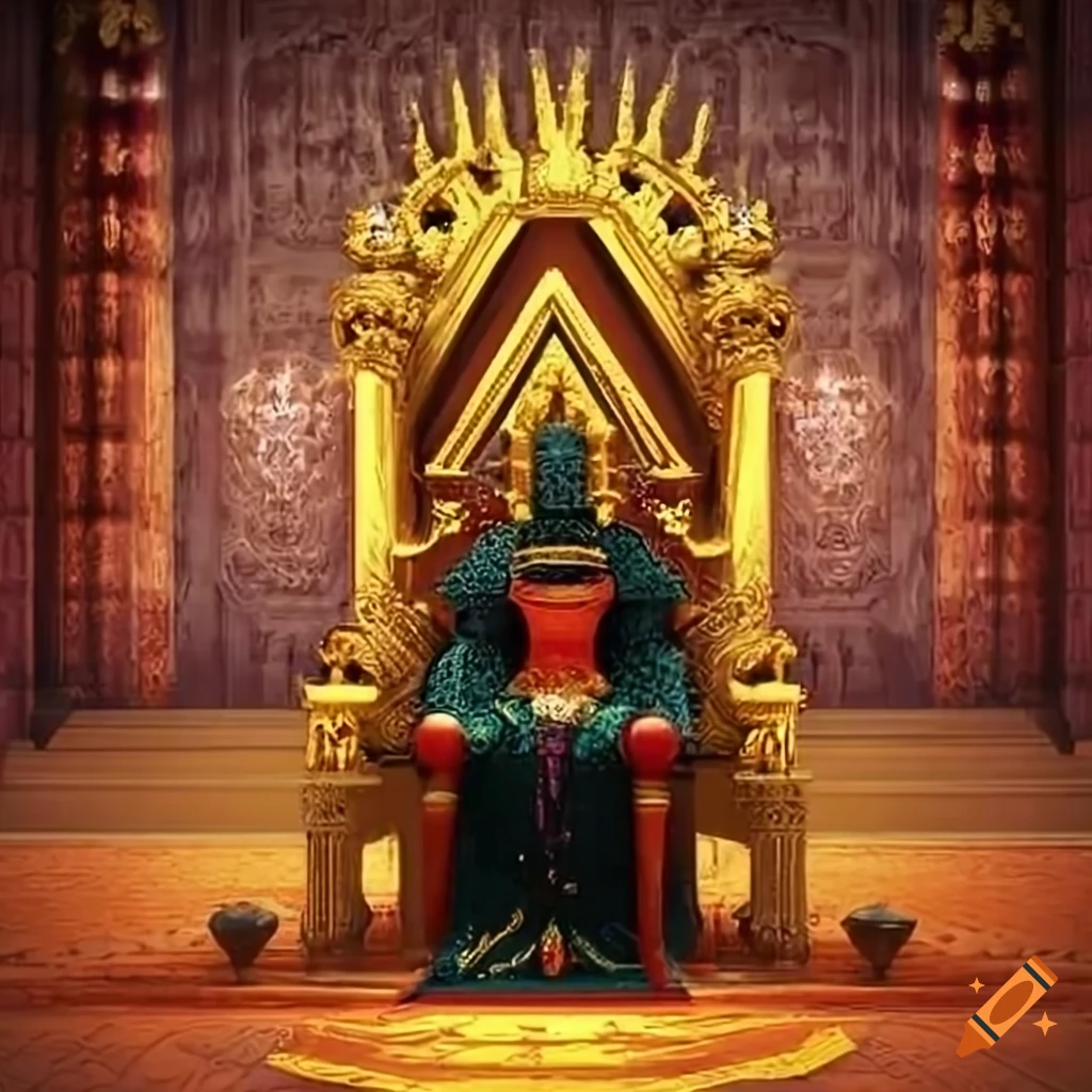 King's throne in a room of gold bricks and jewels on Craiyon