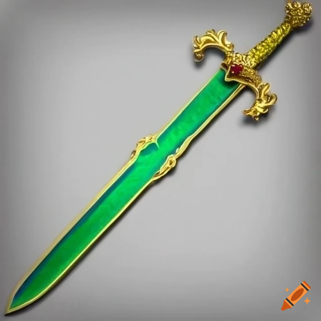 Green and gold sword on Craiyon
