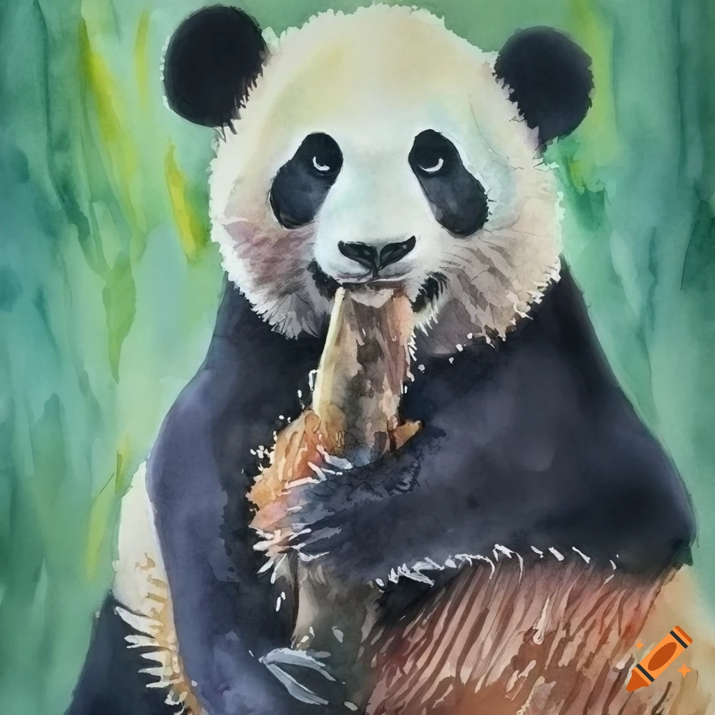 Watercolor paintings of pandas on Craiyon
