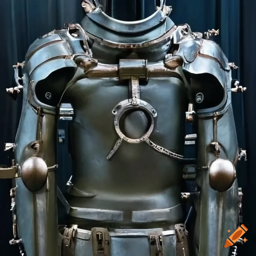 Medieval magic exoskeleton suit with frontal view and vertical symmetry ...