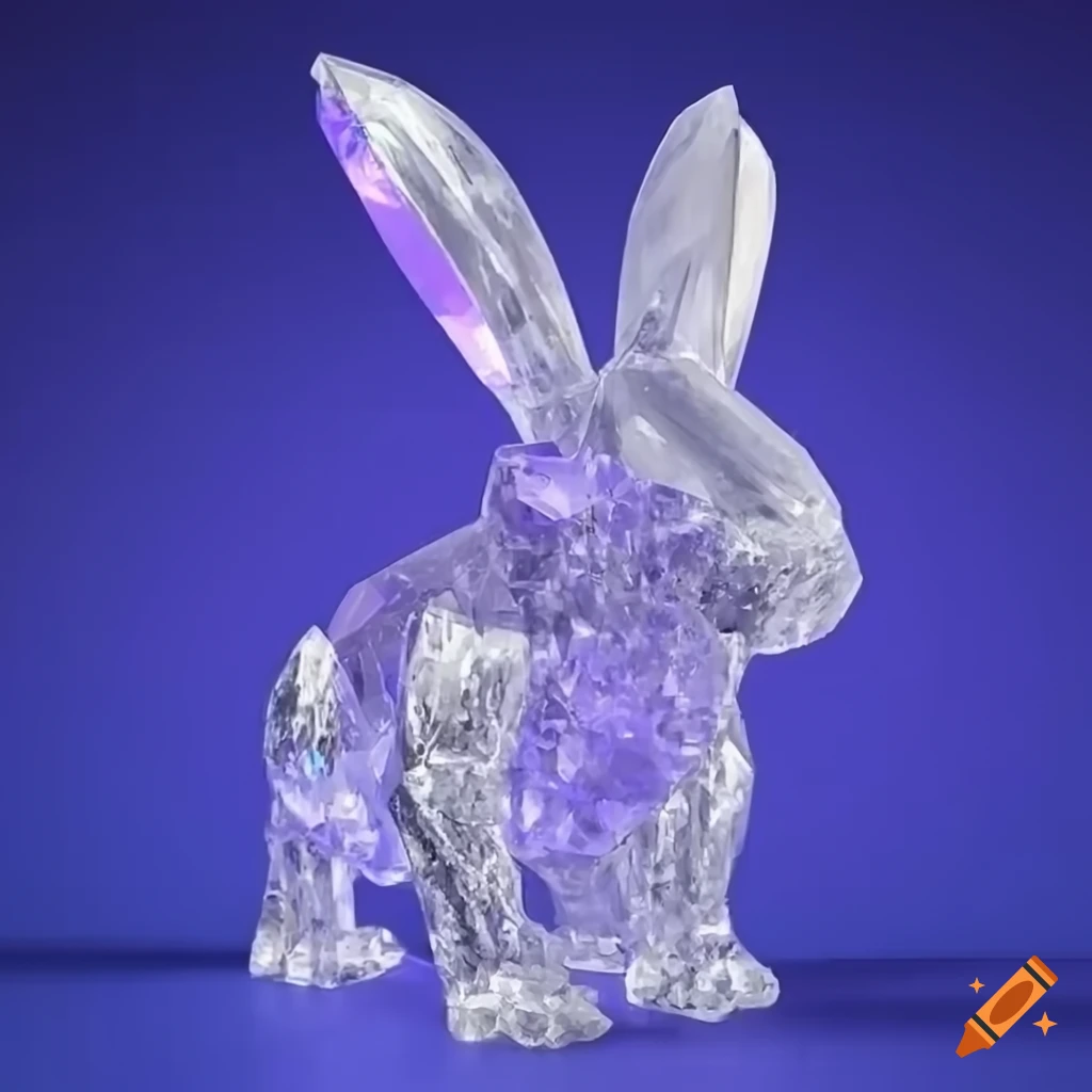 Crystal rabbit monster against a plain background on Craiyon