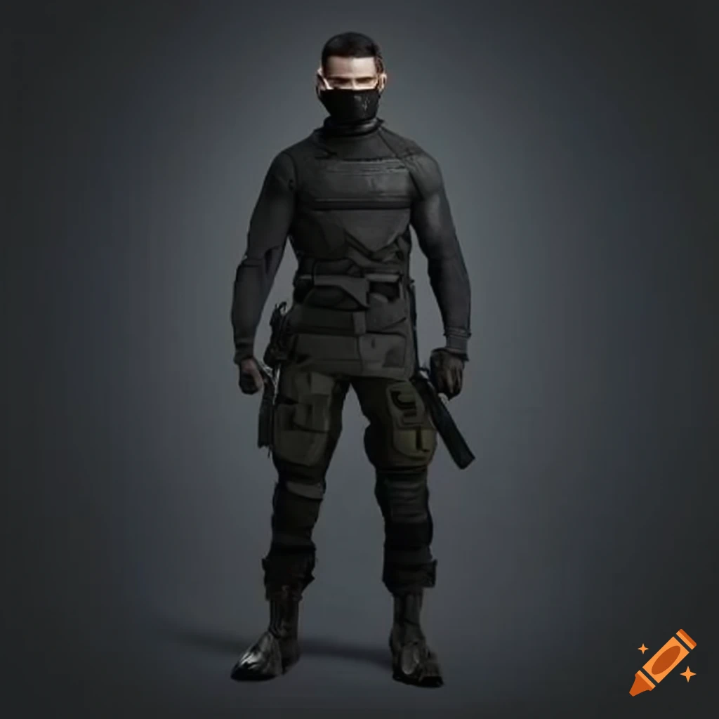 Modern male ninja in tactical-inspired attire on Craiyon