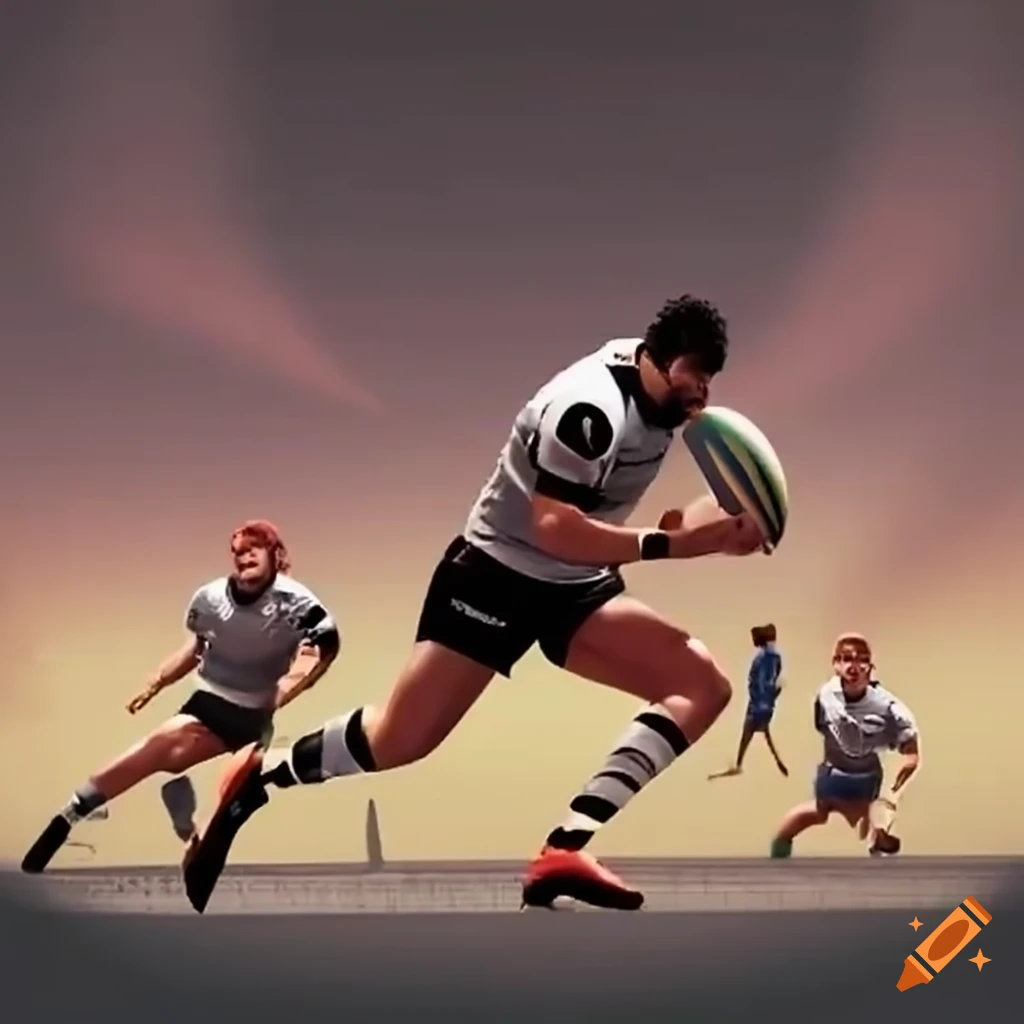 Rugby match with goal posts on Craiyon