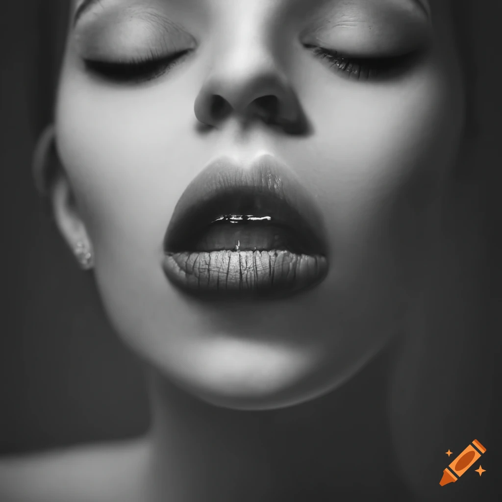 Intricately detailed monochrome lips inspired by Diane Arbus's style on ...