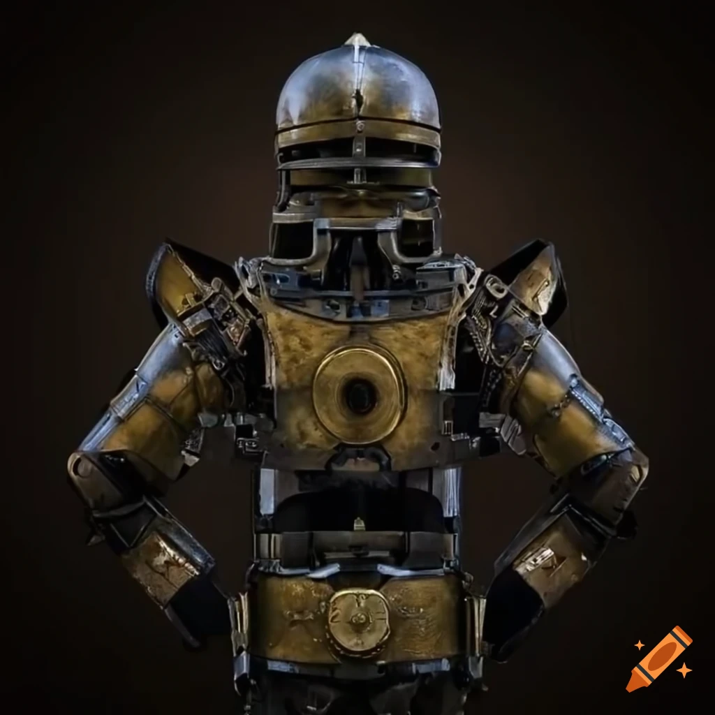 Medieval magic exoskeleton suit front view with vertical symmetry on ...