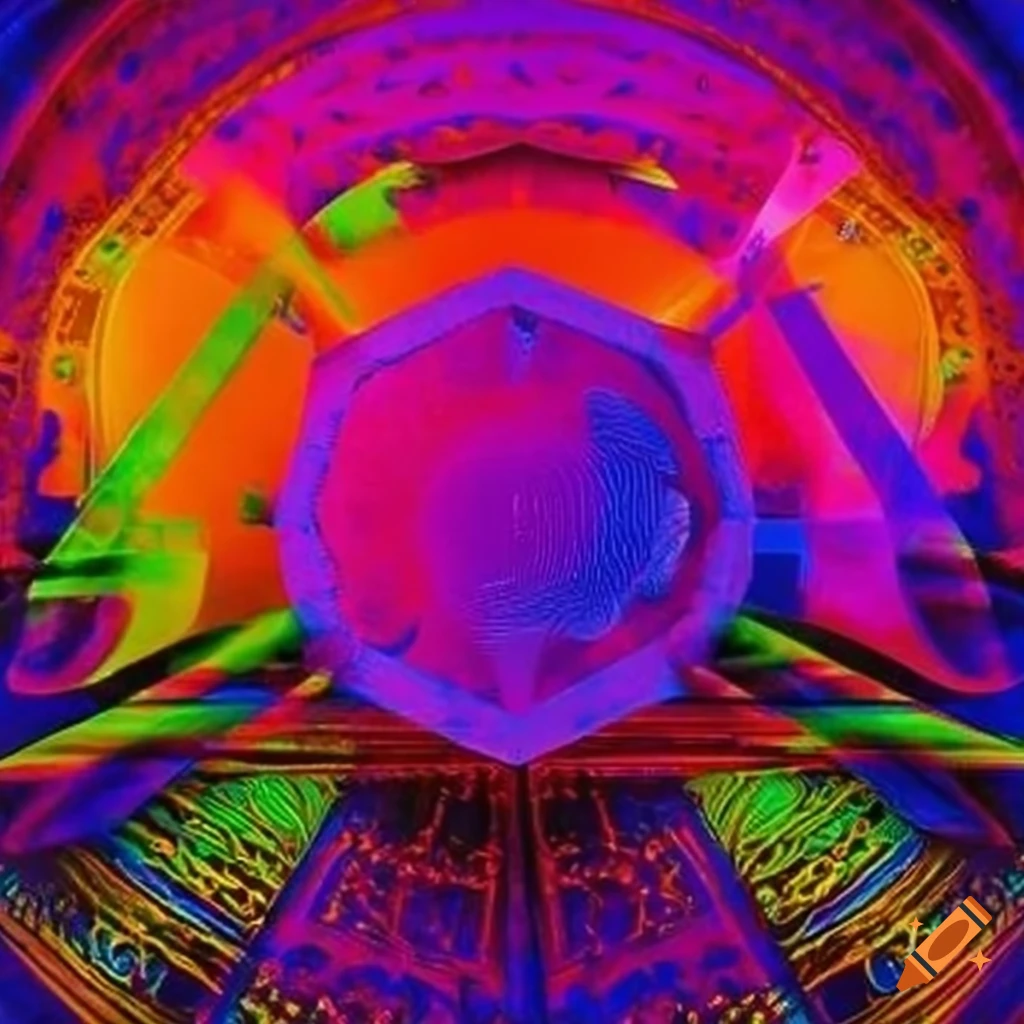 Vibrant 1970s-inspired artistic album cover with trippy patterns and ...