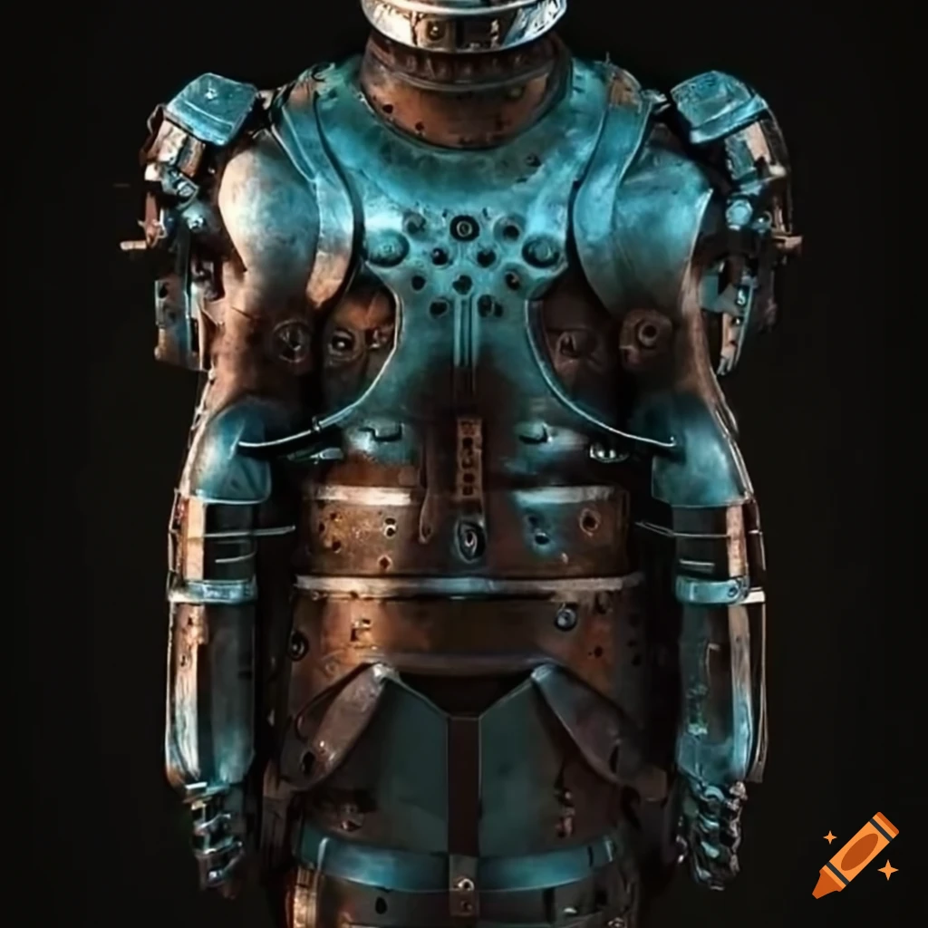 Medieval magic exoskeleton suit with front view and vertical symmetry ...