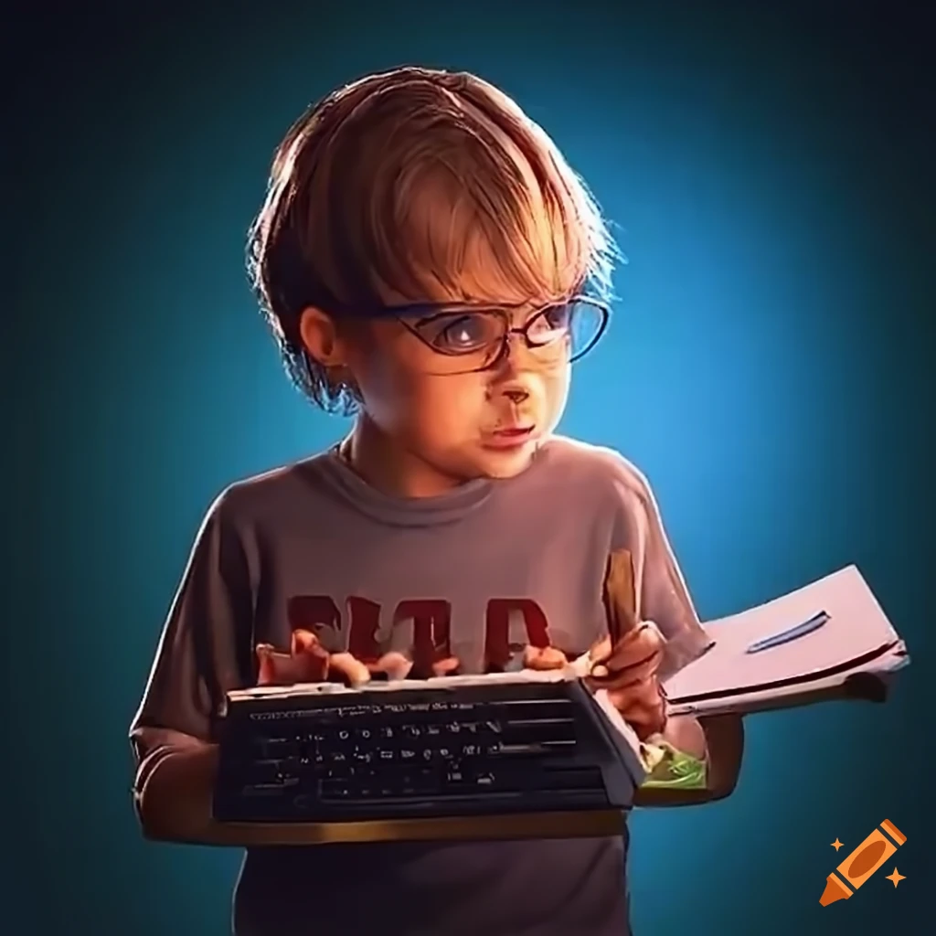 Child programming on a Commodore 64 on Craiyon