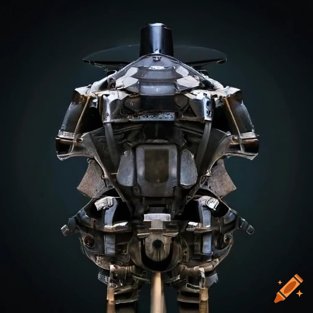 Medieval magic exoskeleton suit frontal view with vertical symmetry on ...