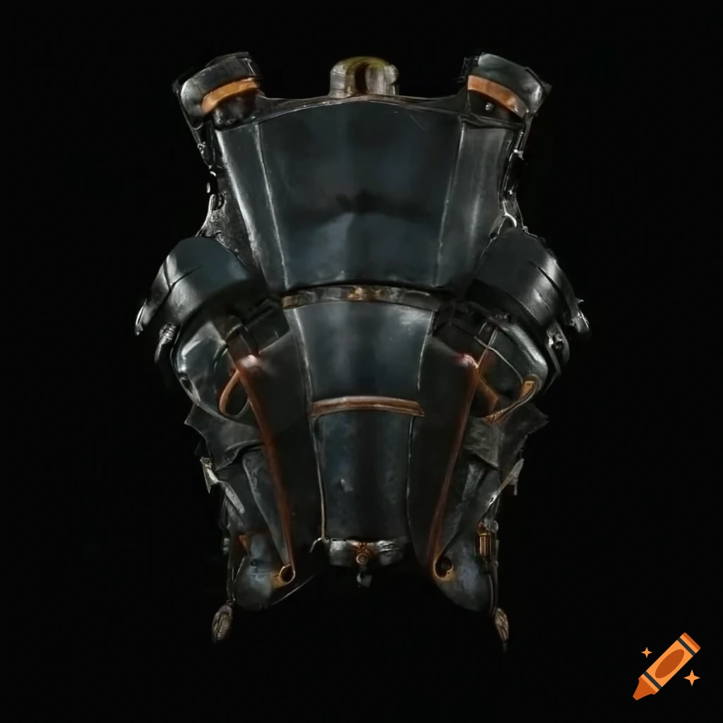 Medieval magic exoskeleton suit with front view and vertical symmetry ...