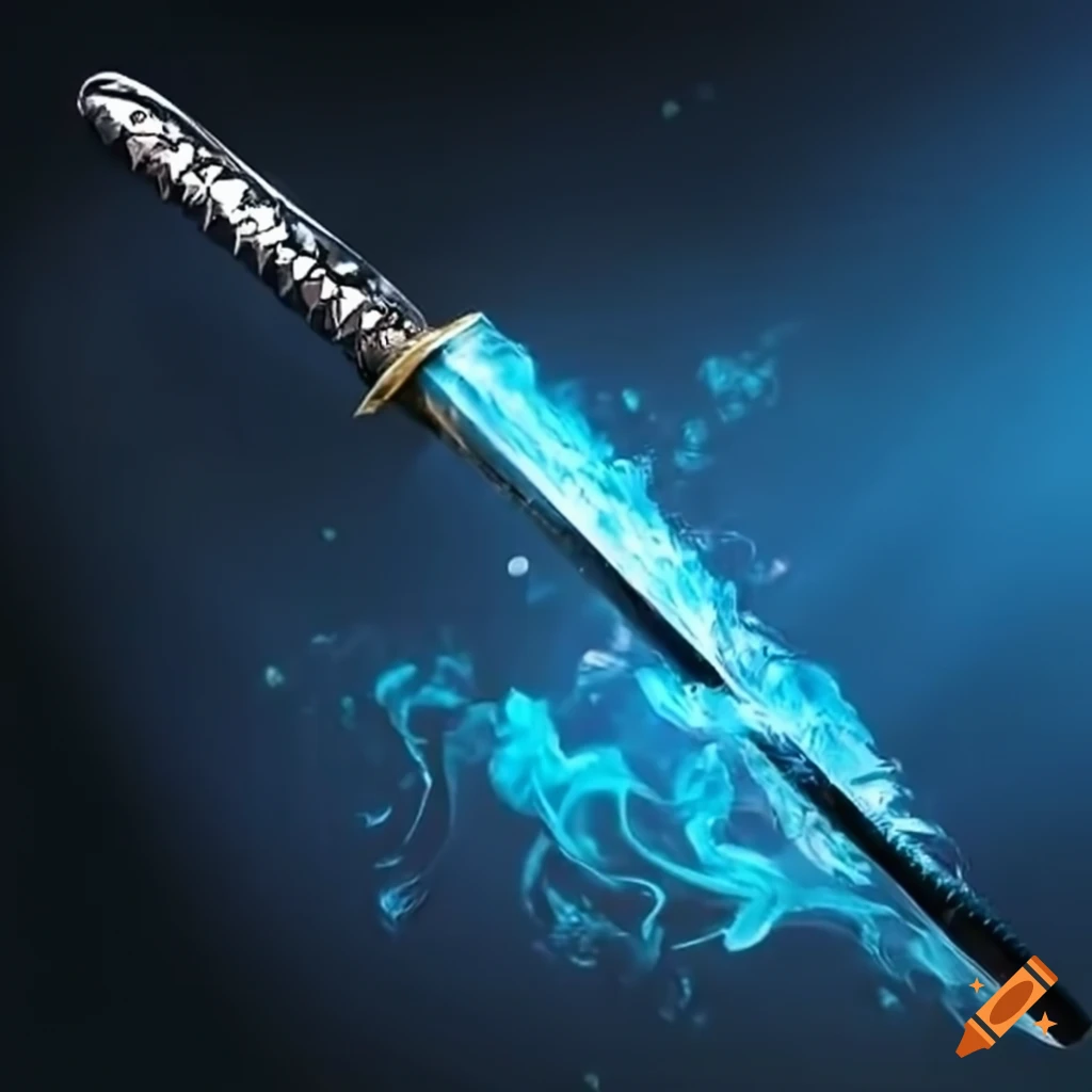 Legendary katana with flowing water around it on Craiyon