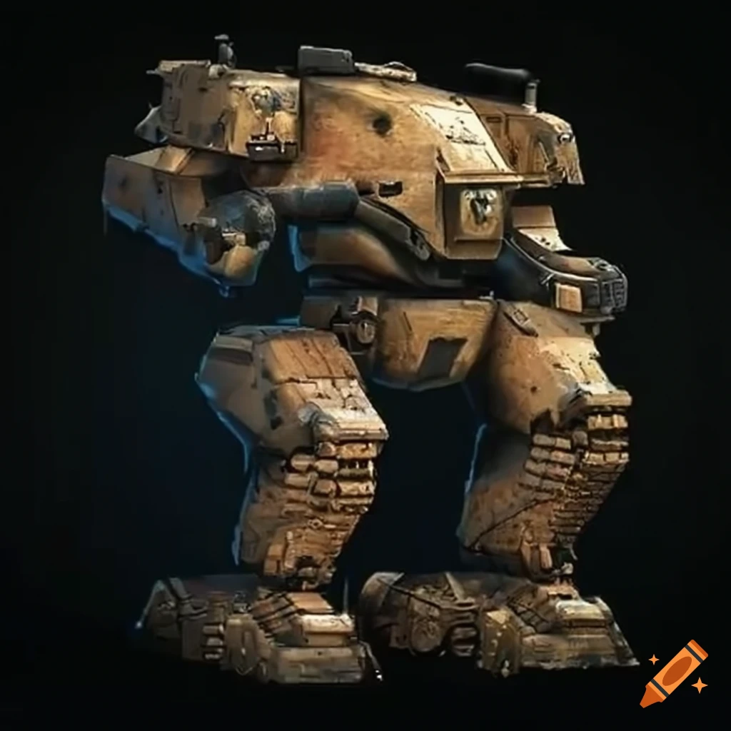 Battlemech armed with imposing weapons on Craiyon