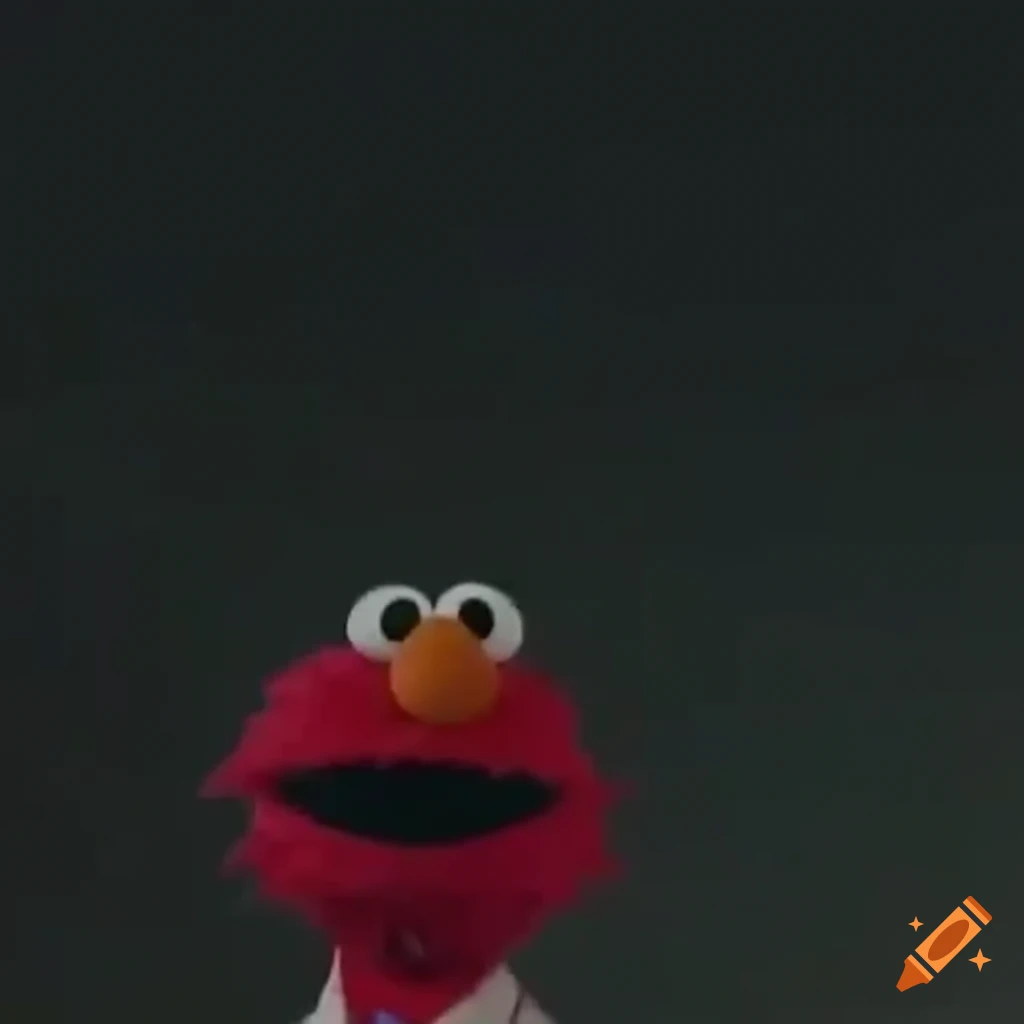 Elmo seen in CCTV trail cam footage at night on Craiyon