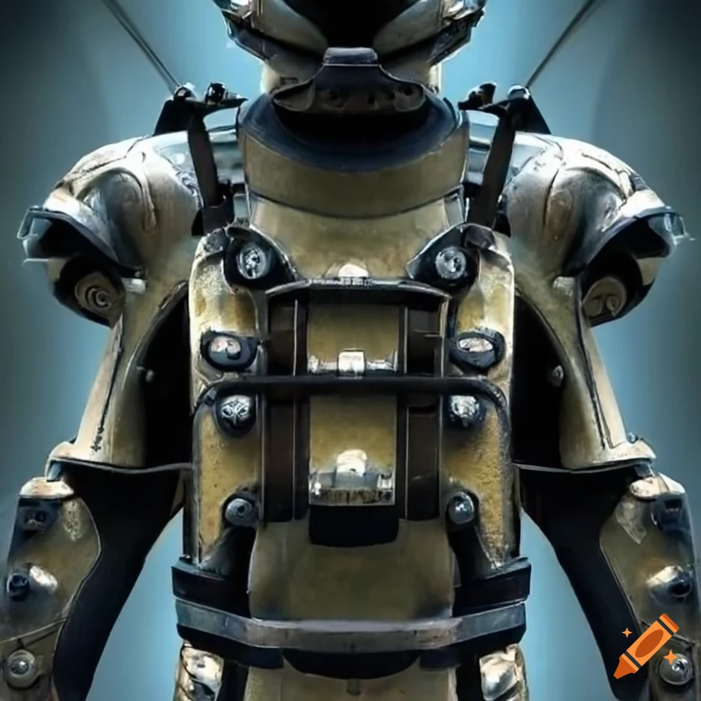 Medieval magic exoskeleton suit with front view and vertical symmetry ...