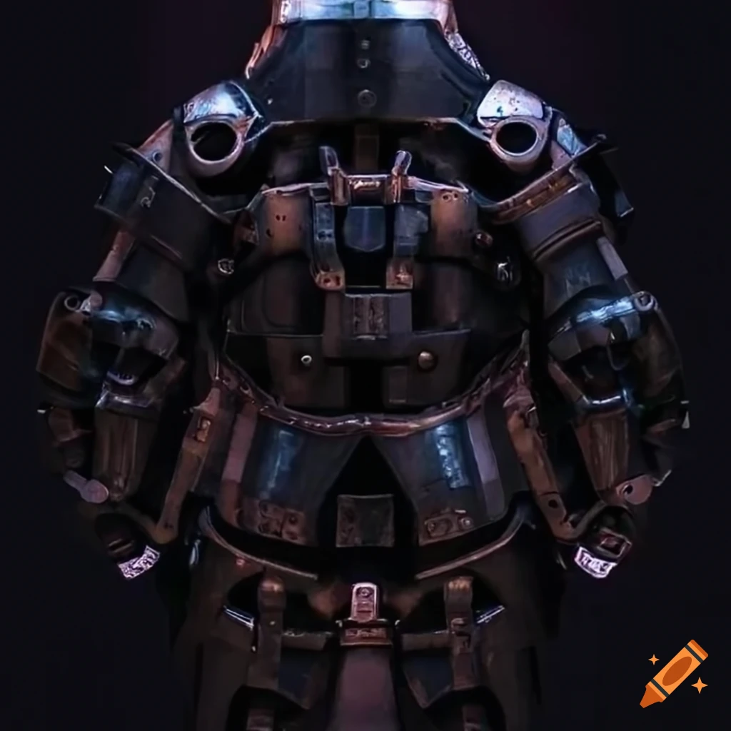 Medieval magic exoskeleton suit with front view and vertical symmetry ...