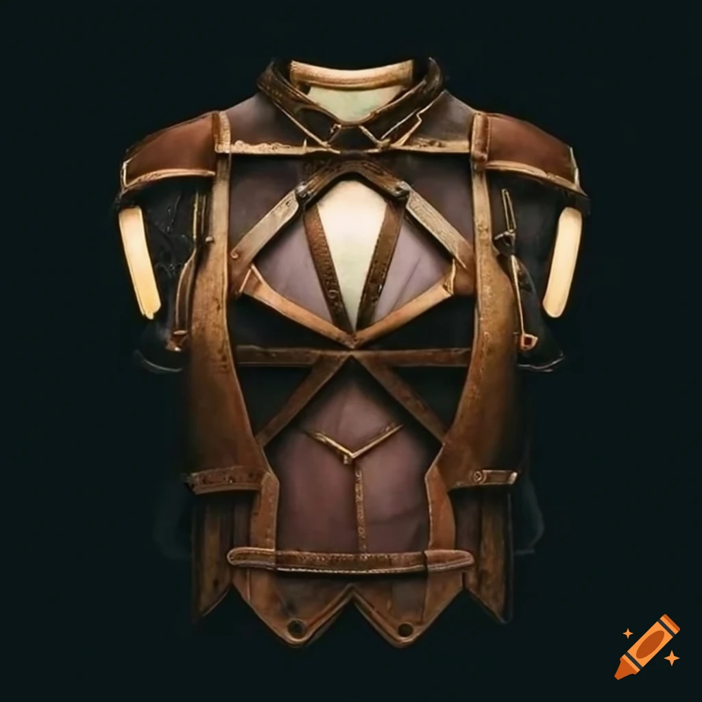 Steampunk medieval magic exoskeleton suit with vertical symmetry on Craiyon