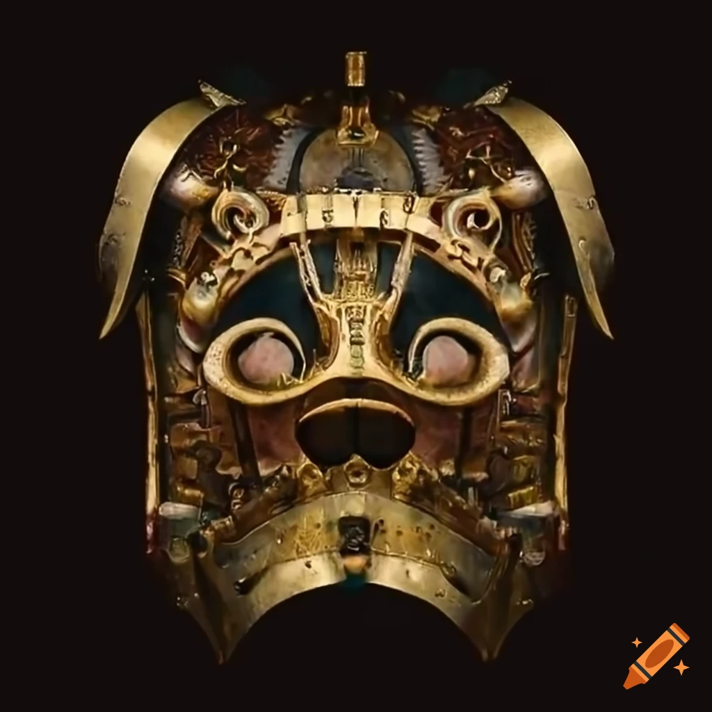 Steampunk medieval magic exoskeleton suit with front view on Craiyon