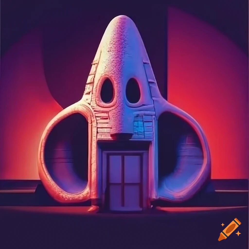 1970s retro sci-fi alien house on Craiyon