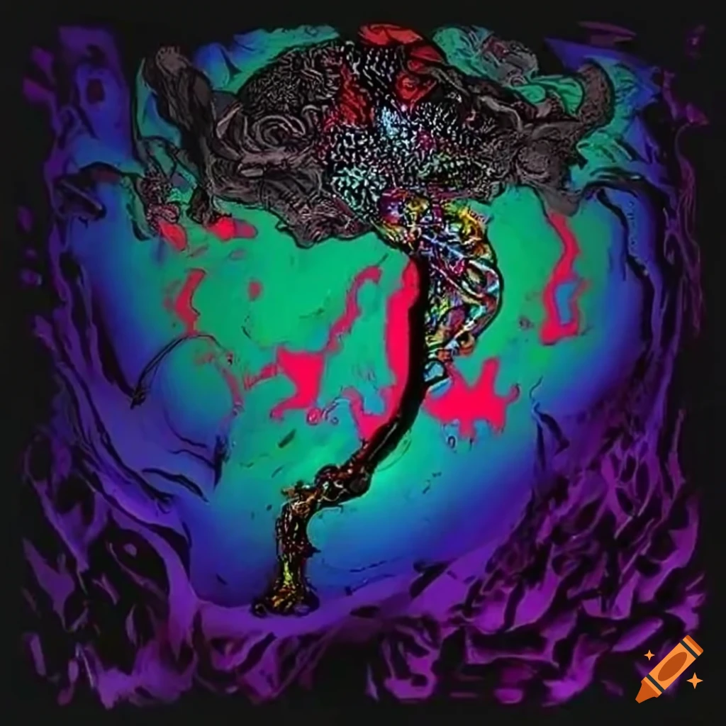 Trippy experimental rap album cover on Craiyon