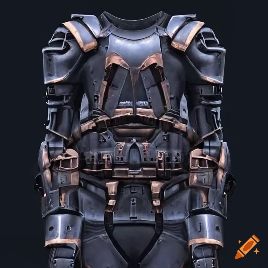 Medieval magic exoskeleton suit with front view and vertical symmetry ...