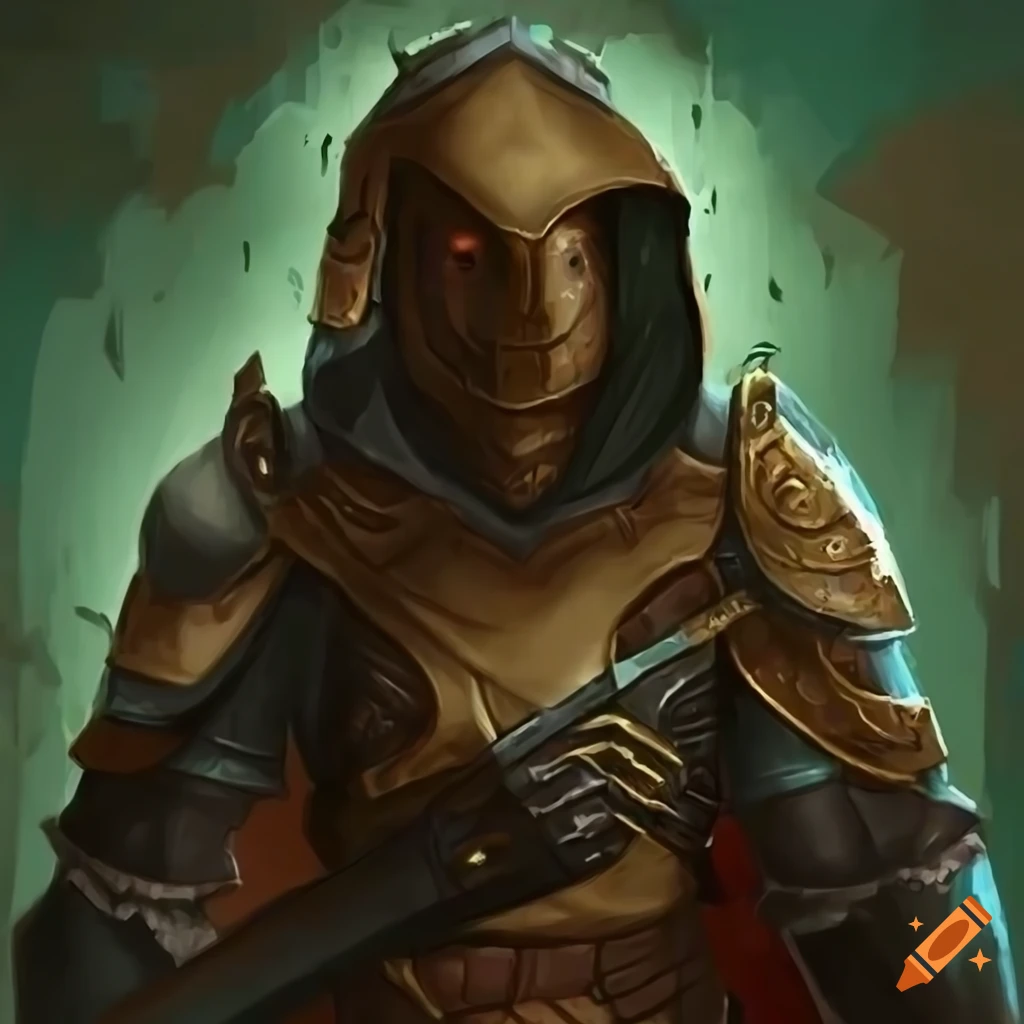 Dnd warforged adventurer character on Craiyon