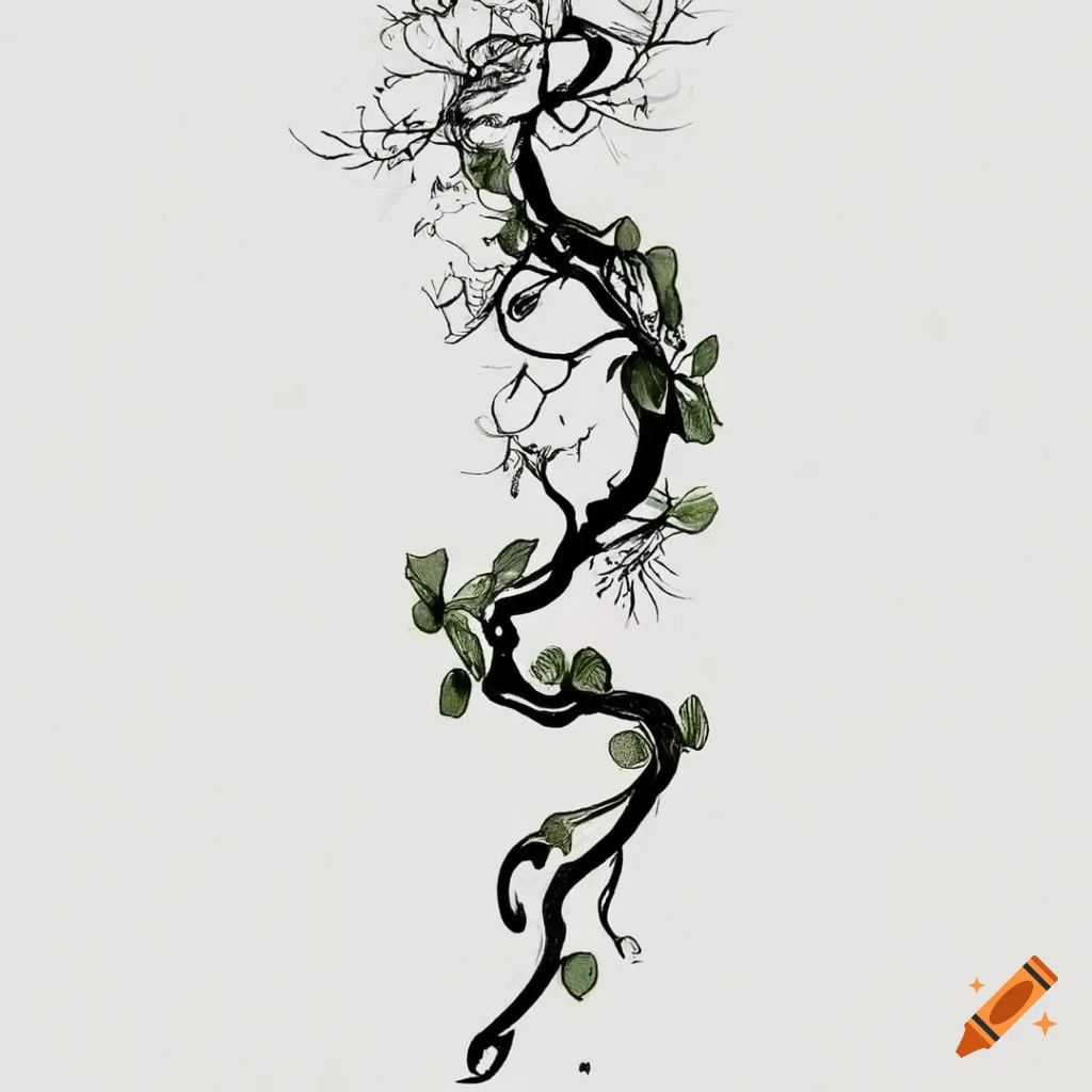 Vine tattoo design in simple line art style on Craiyon