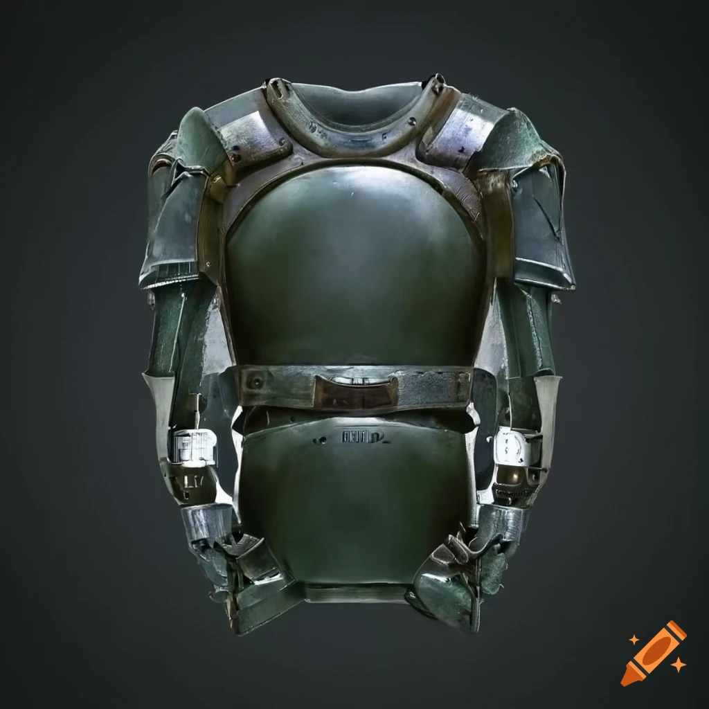 Medieval magic exoskeleton suit frontal view with vertical symmetry on ...