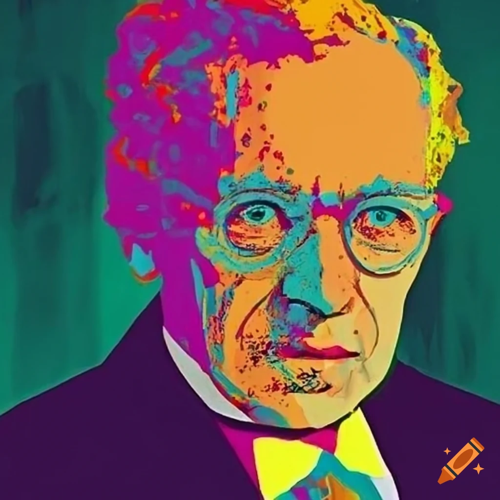 Composer anton webern portrayed in pop art style on Craiyon
