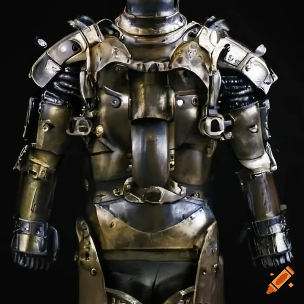 Medieval magic exoskeleton suit from the front view on Craiyon