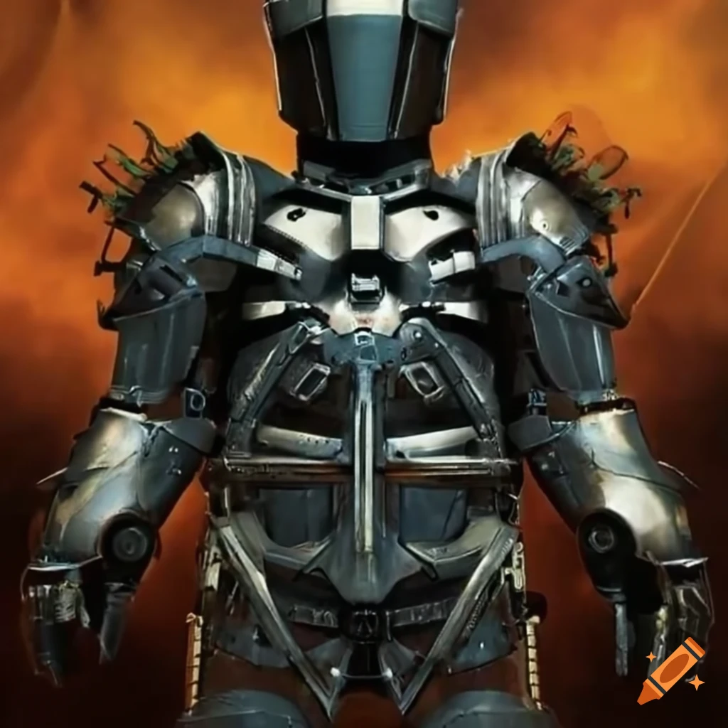 Medieval magic exoskeleton suit with front view and vertical symmetry ...