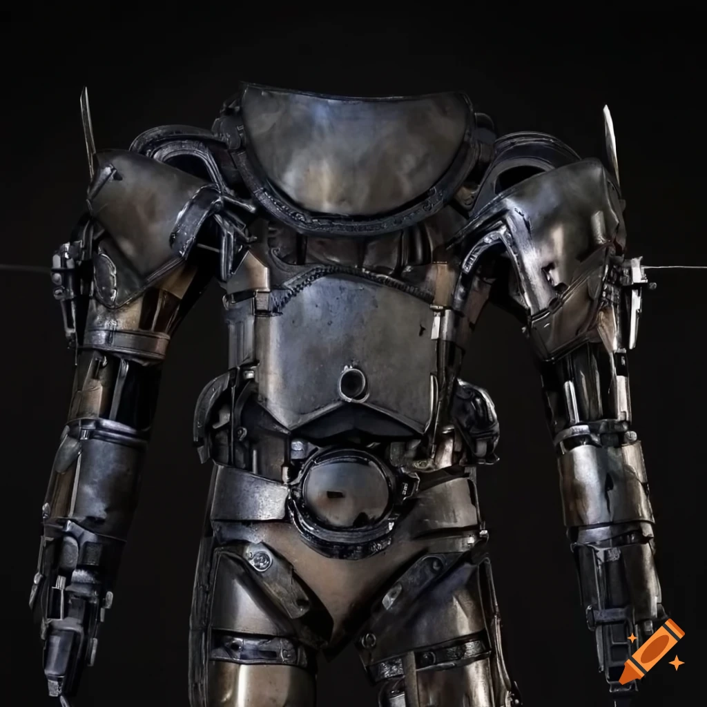 Medieval magic exoskeleton suit with frontal view and vertical symmetry ...