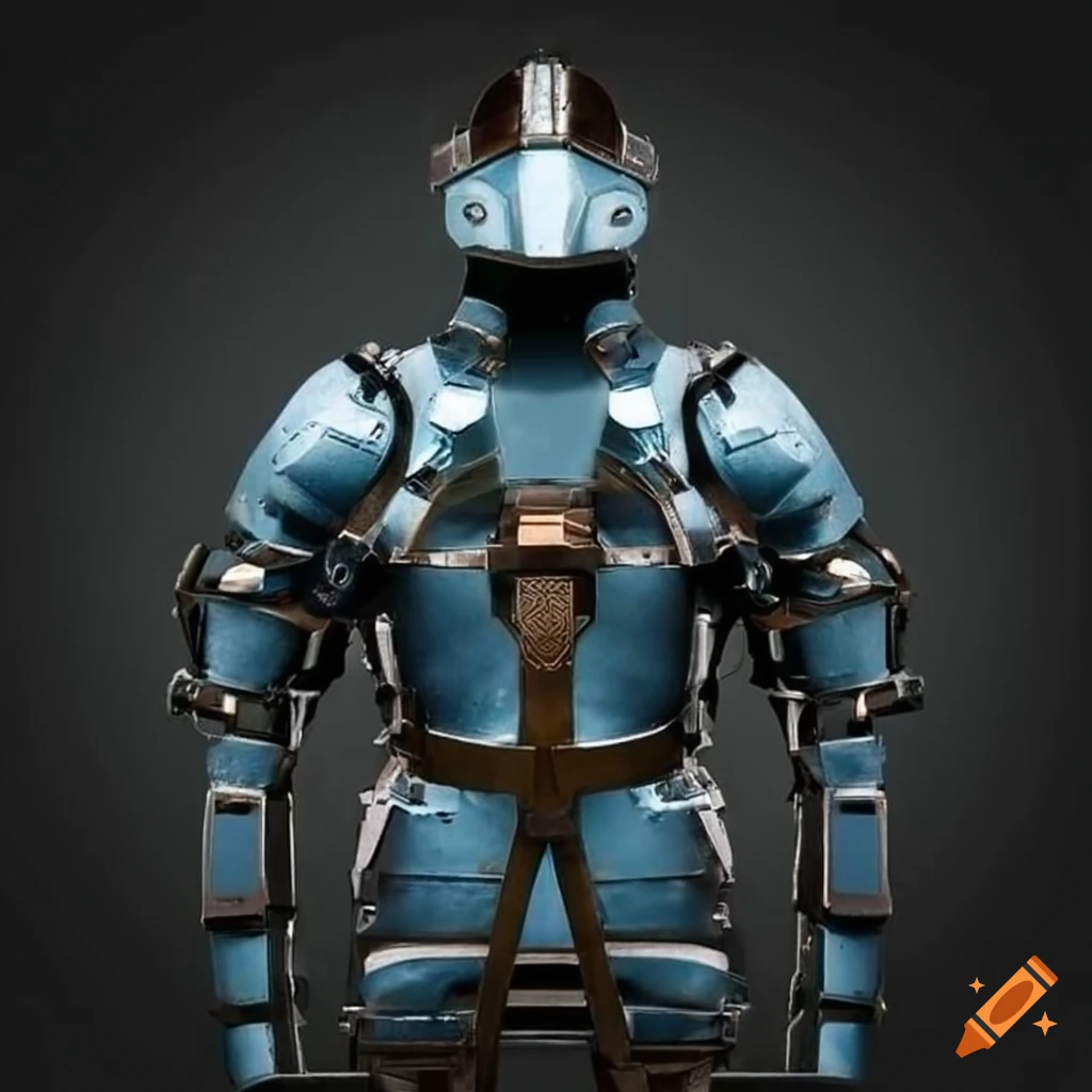 Medieval-inspired magic exoskeleton suit with vertical symmetry on Craiyon