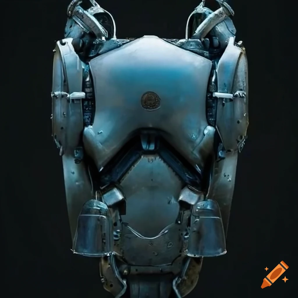 Medieval-inspired magic exoskeleton with front view and vertical ...