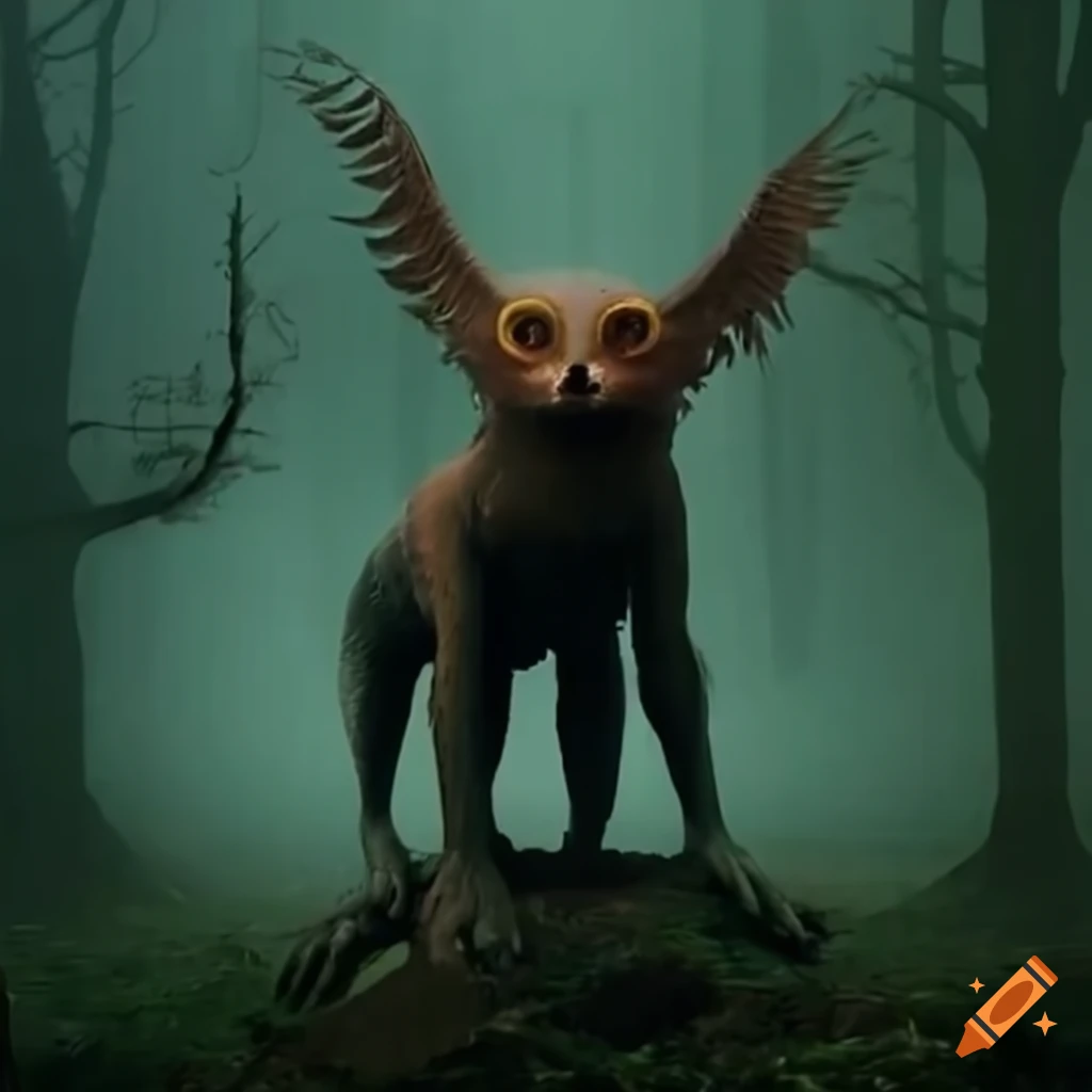 Creepy creature made of two animals in the woods on Craiyon