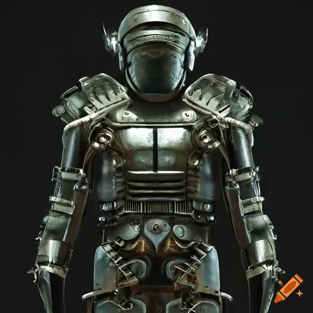 Medieval magic exoskeleton suit with front view and vertical symmetry ...