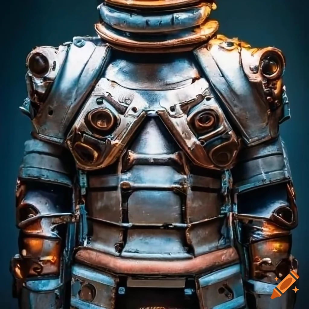 Medieval magic exoskeleton suit front view with vertical symmetry on ...