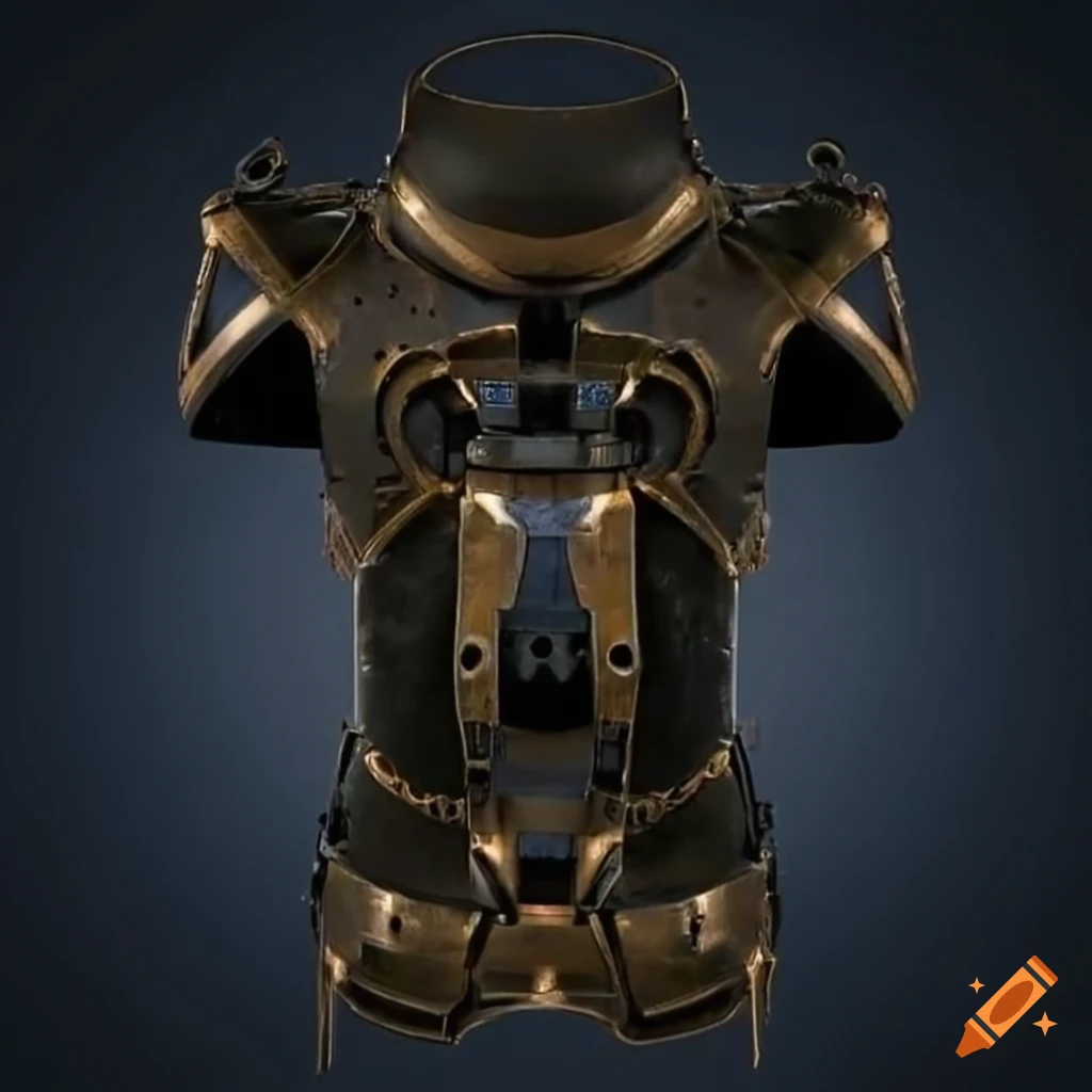 Medieval magic exoskeleton suit with front view and vertical symmetry ...