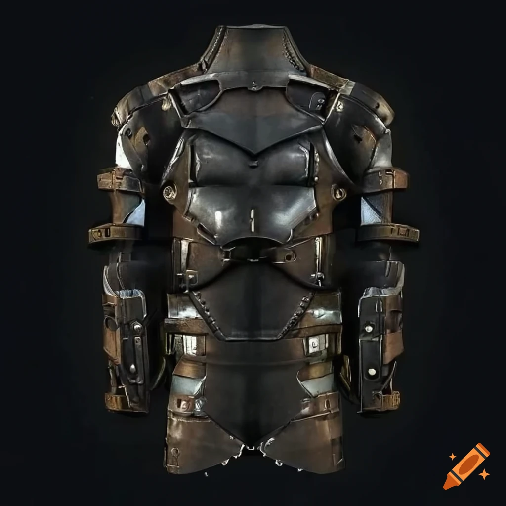 Medieval magic exoskeleton suit with front view and vertical symmetry ...