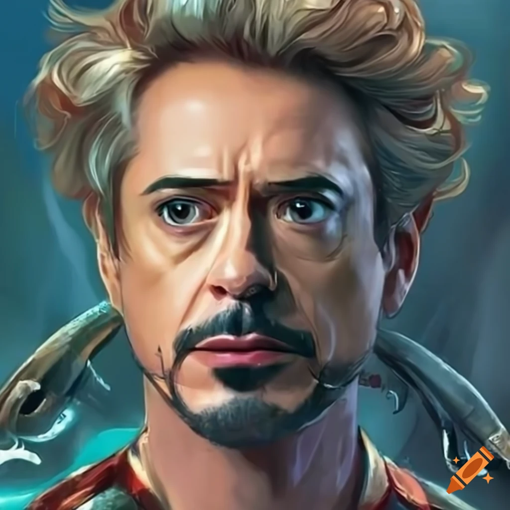 Tony stark portrayed as a mermaid on Craiyon