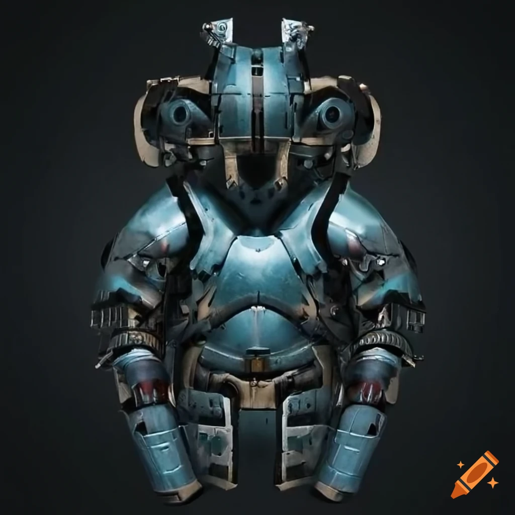 Medieval magic exoskeleton suit with front view and vertical symmetry ...