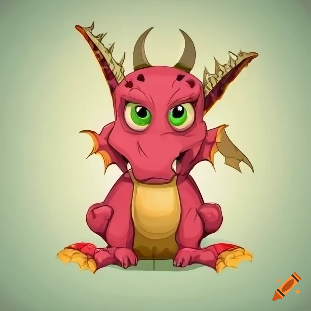 Curious dragon in cartoon style on Craiyon