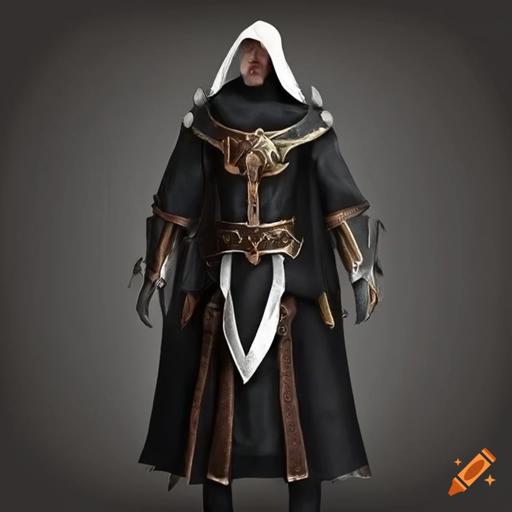 Mage in black tunic with leather shoulder armor on Craiyon