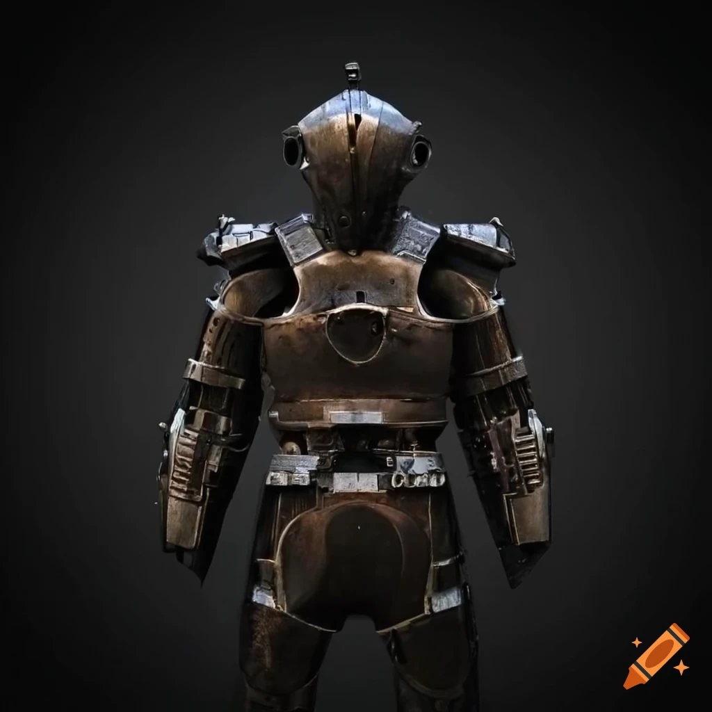 Medieval magic exoskeleton suit in frontal view with vertical symmetry ...