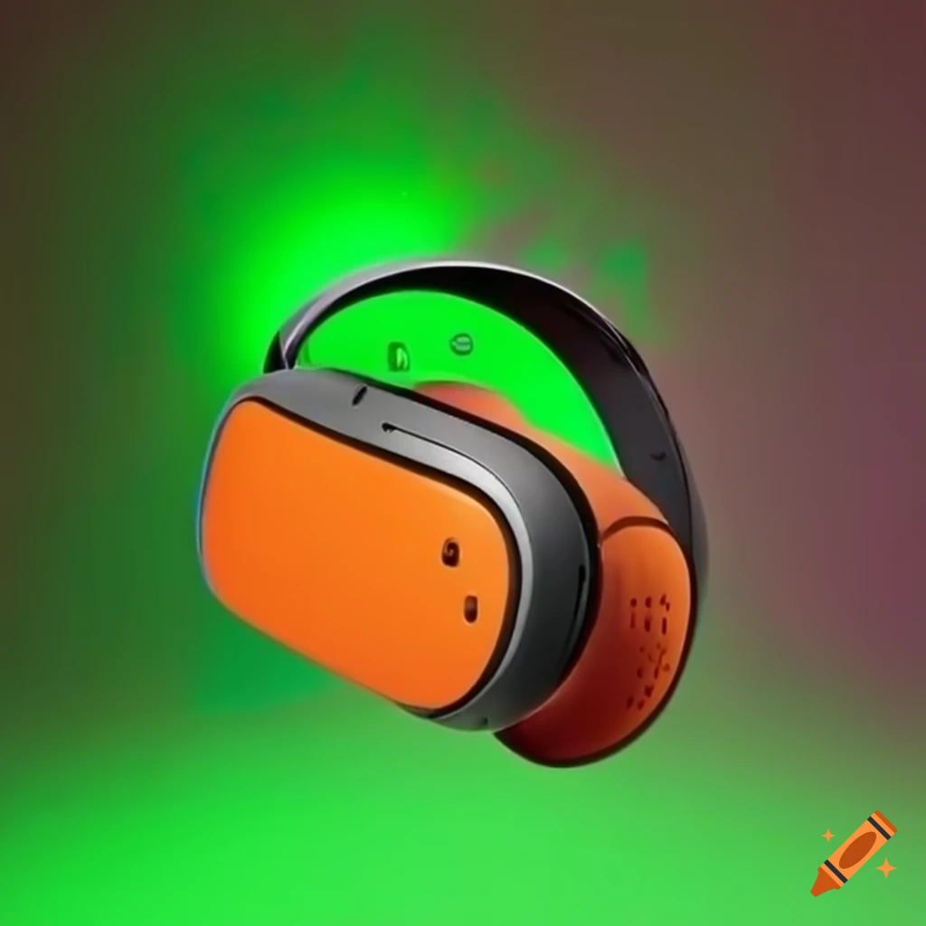 Green and orange vr headset on Craiyon